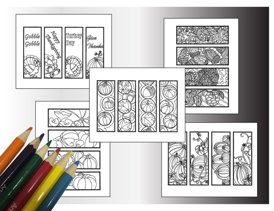 Autumn Coloring Bundle! Printable Designs-holiday Bookmarks-color Your ...