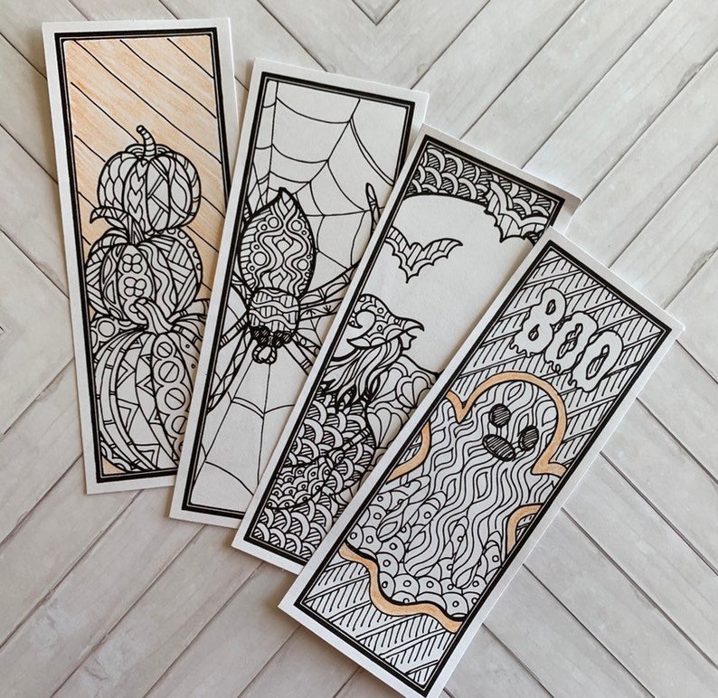 20 DIY Halloween Bookmarks! Printable Designs-bookmark Bundle-ghosts ...