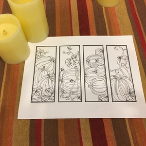 DIY Pumpkin Bookmarks- Set of 4- Holiday Crafts- Color Your Own ...