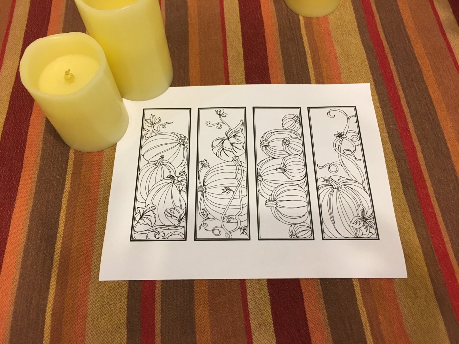 DIY Pumpkin Bookmarks- Set of 4- Holiday Crafts- Color Your Own ...