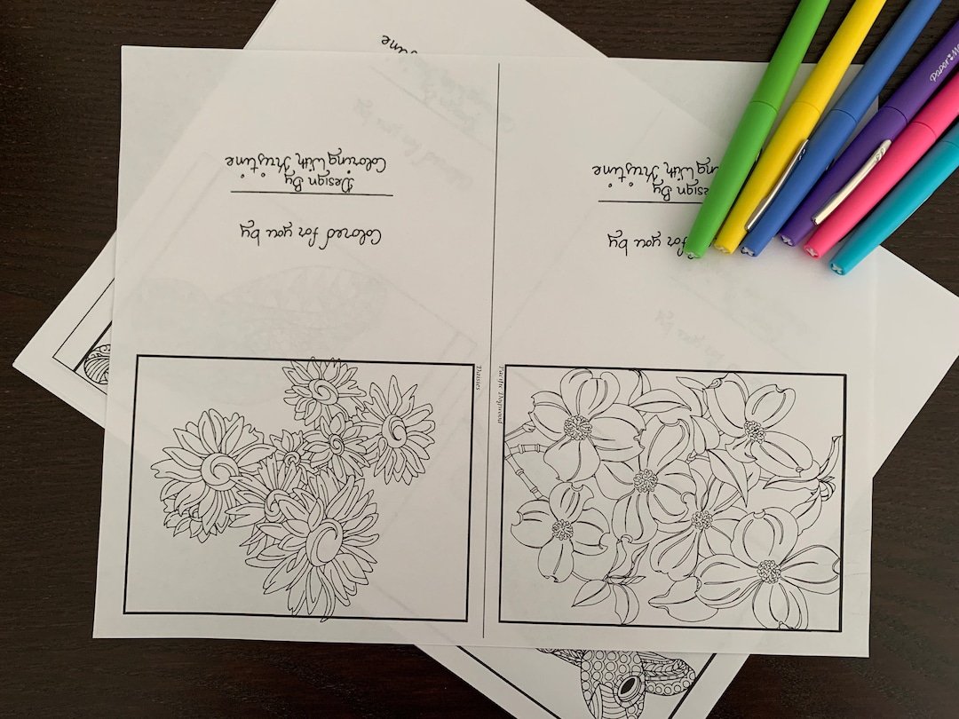 2 Color Your Own Greeting Cards! Set of Two- Instant Download ...