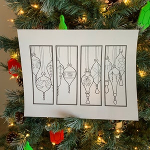 DIY Christmas Ornament Bookmarks- Set of 4- Holiday Crafts- Color Your ...