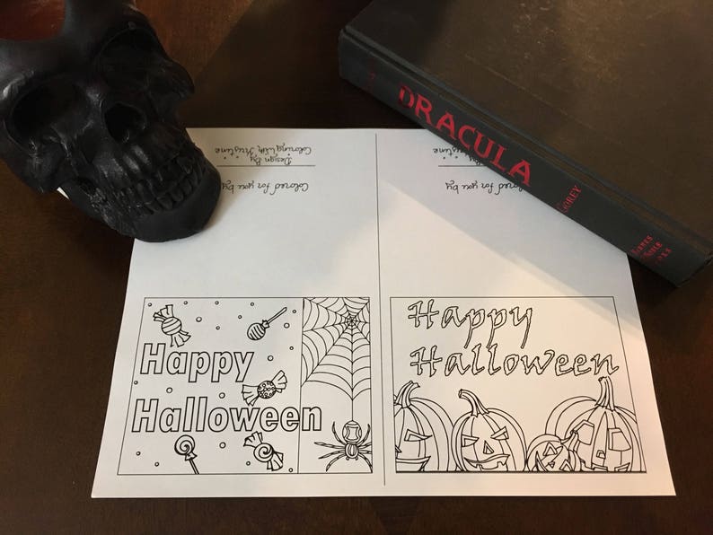 Color Your Own Halloween Cards! Set of Two- Instant Download- Holiday ...