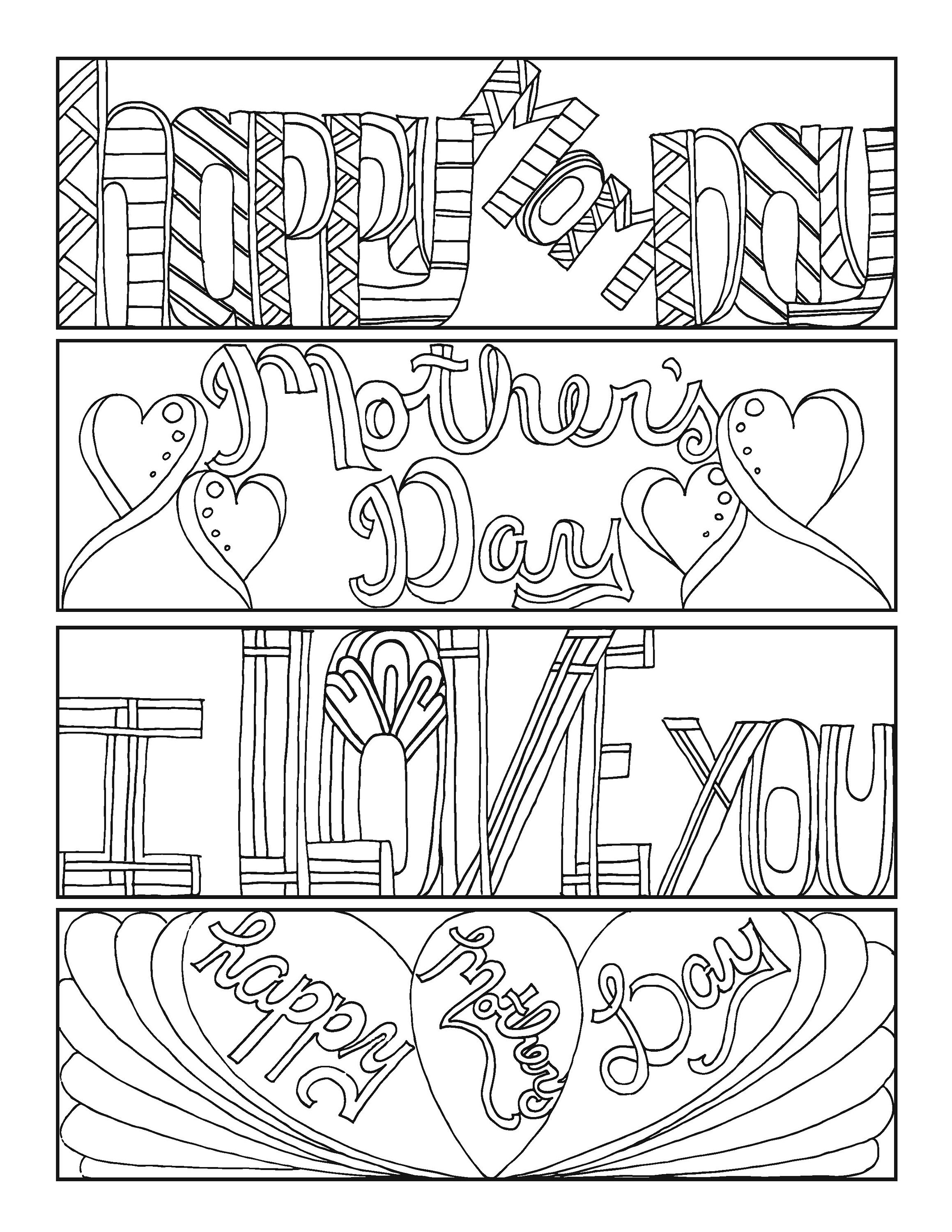 DIY Mother's Day Bookmarks Set of 4 Printable Coloring Page Adult ...