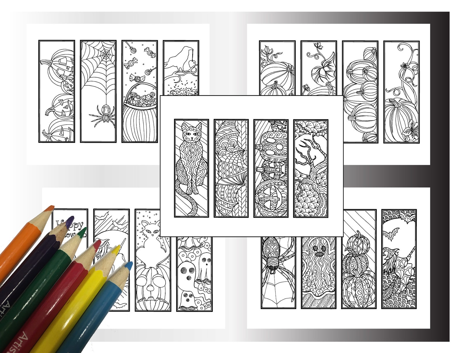 20 DIY Halloween Bookmarks! Printable Designs-bookmark Bundle-ghosts ...