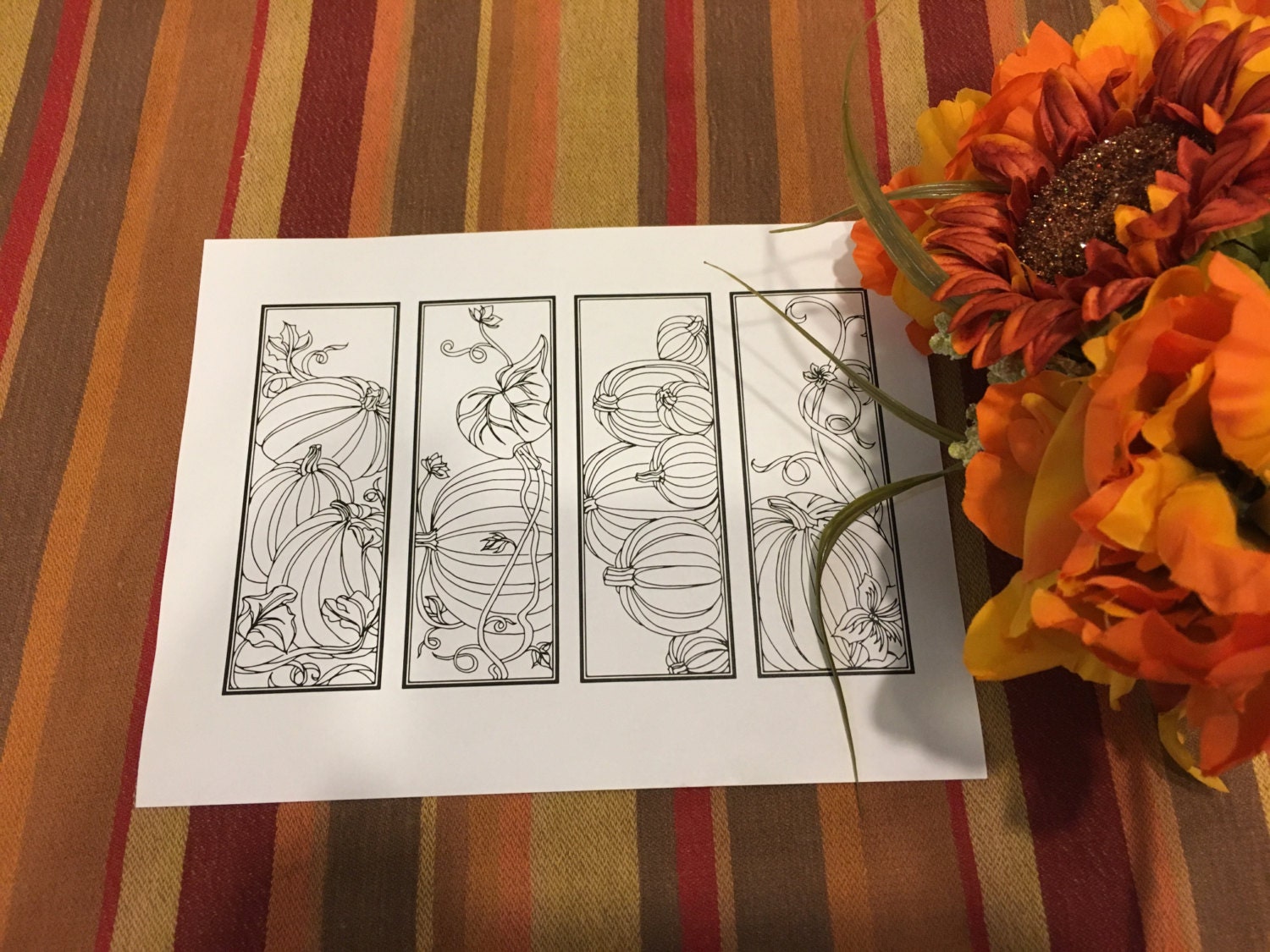 DIY Pumpkin Bookmarks- Set of 4- Holiday Crafts- Color Your Own ...
