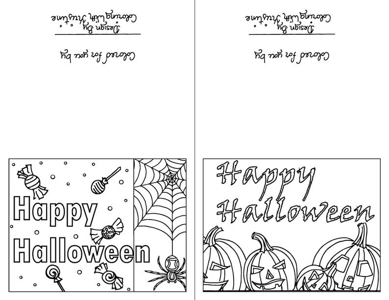 Color Your Own Halloween Cards! Set of Two- Instant Download- Holiday ...