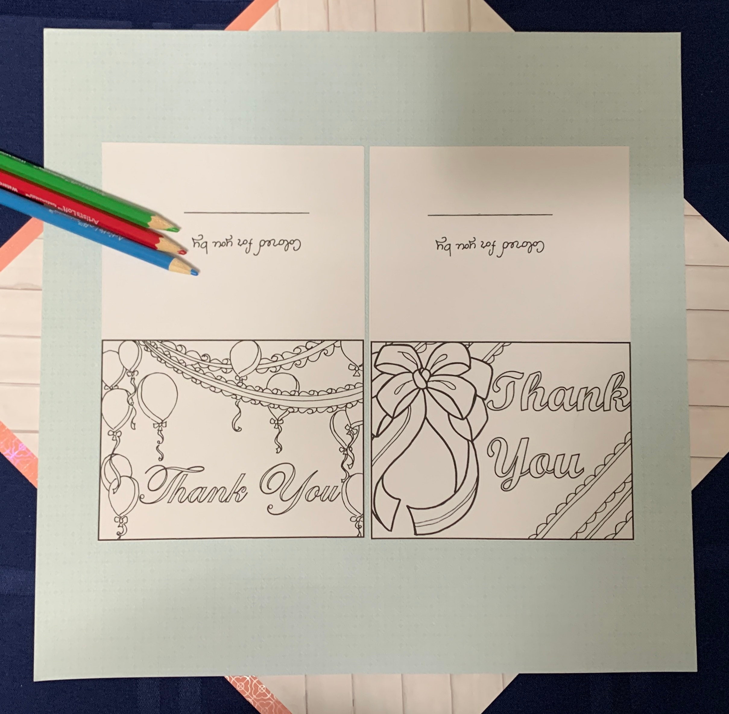 2 Color Your Own Christmas Thank You Cards Set of Two Instant Download ...