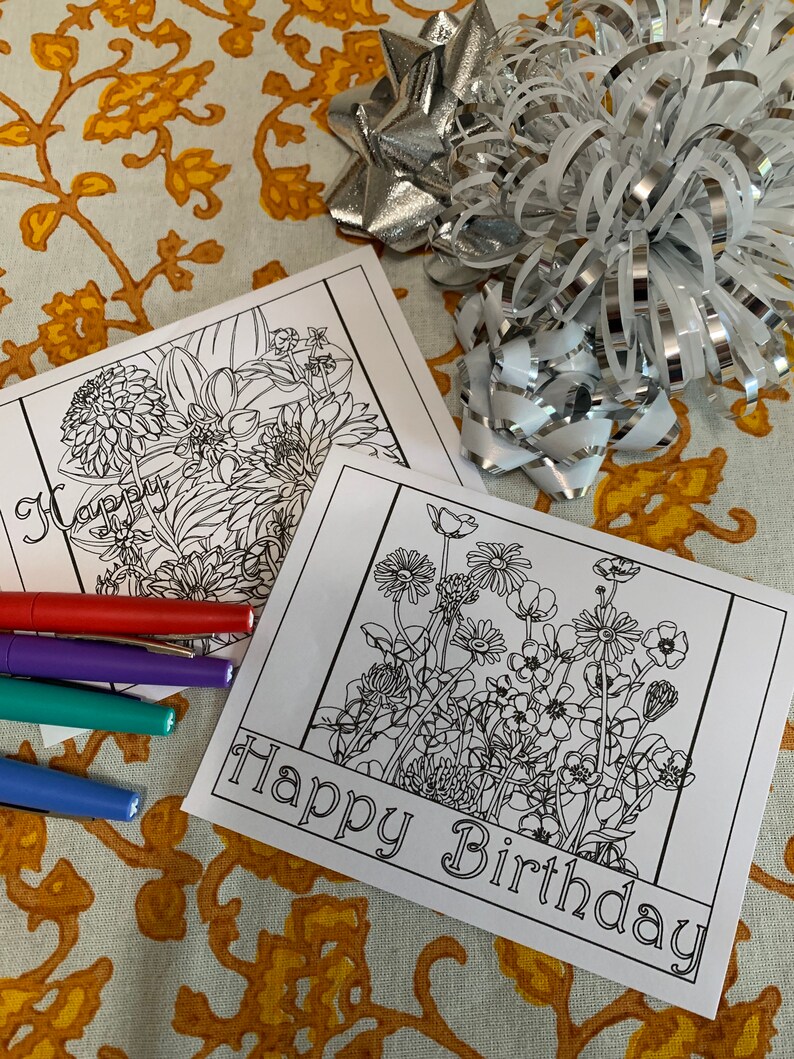 DIY Birthday Cards- Color Your Own- Greeting Cards- Print Your Own ...