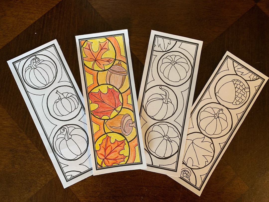 DIY Pumpkin Bookmarks Set of 4 Holiday Crafts Color Your - Etsy