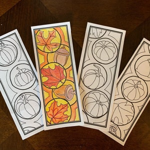 DIY Pumpkin Bookmarks Set of 4 Holiday Crafts Color Your - Etsy