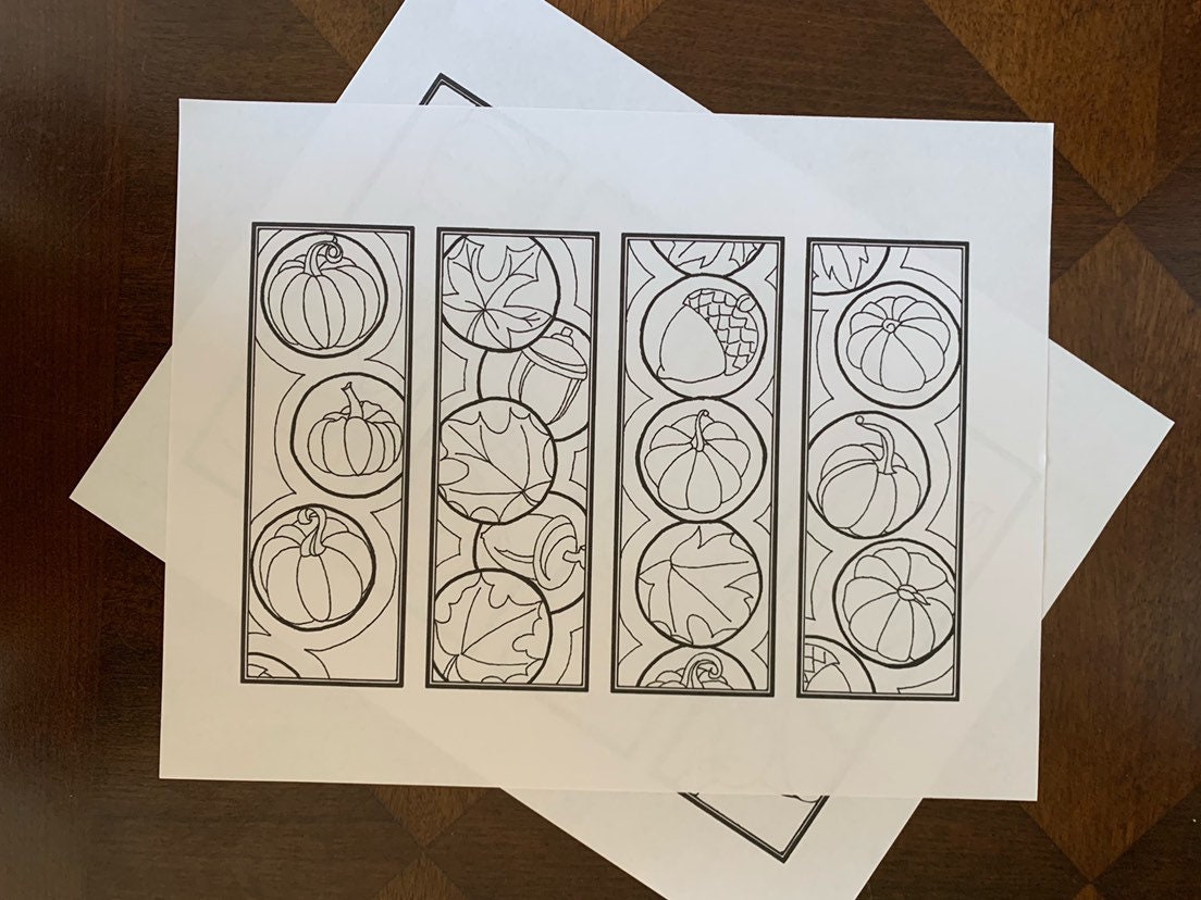 DIY Pumpkin Bookmarks Set of 4 Holiday Crafts Color Your - Etsy