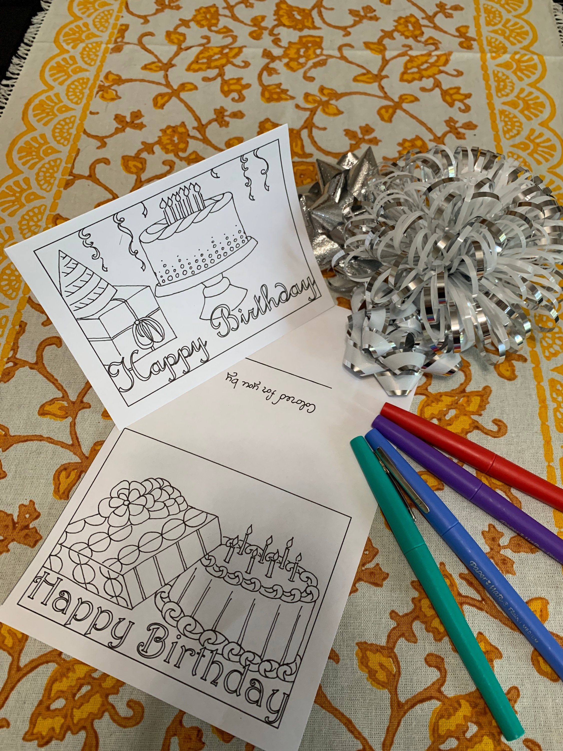 DIY Birthday Cards Color Your Own Print Your Own Designs Digital ...