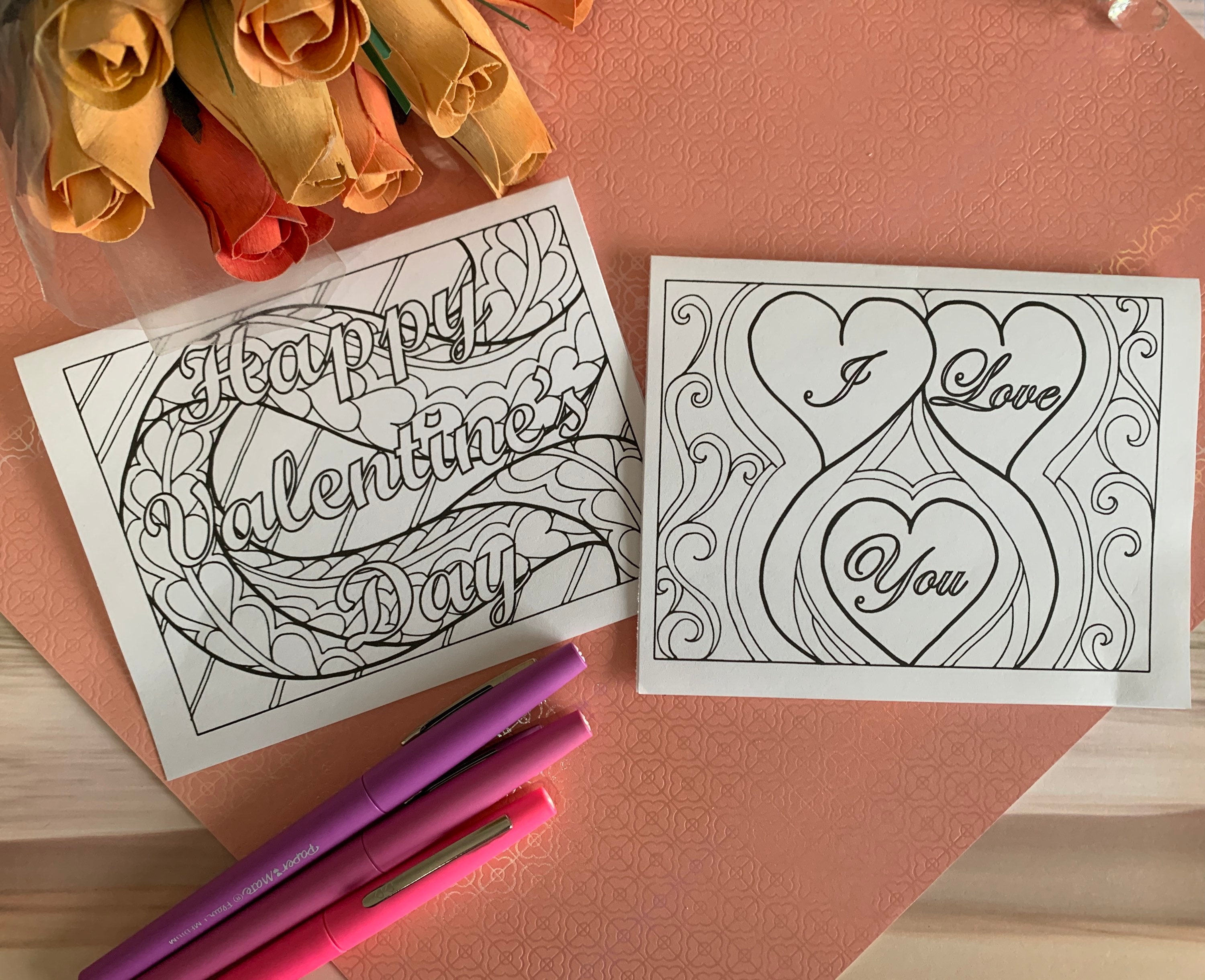 DIY Valentine's Day Cards-color Your Own-instant Download-romantic ...