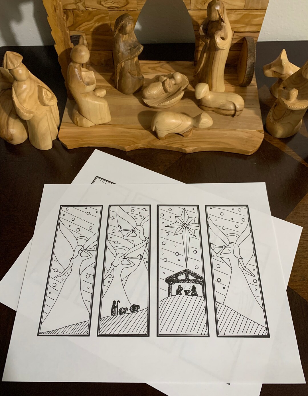 DIY Christmas Nativity Bookmarks Set of 4 Holiday Crafts Color Your Own ...