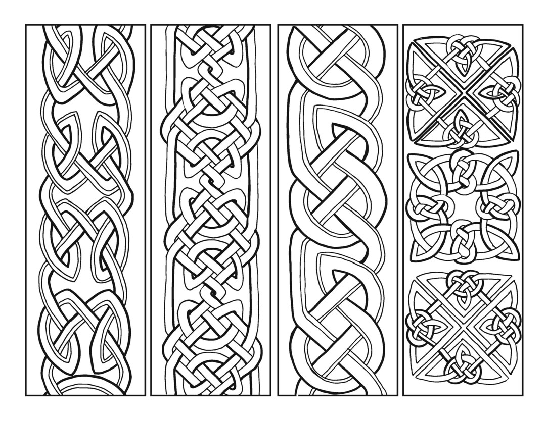 DIY Celtic Knot Bookmarks- Set of 4- Adult Coloring Pages- Instant ...