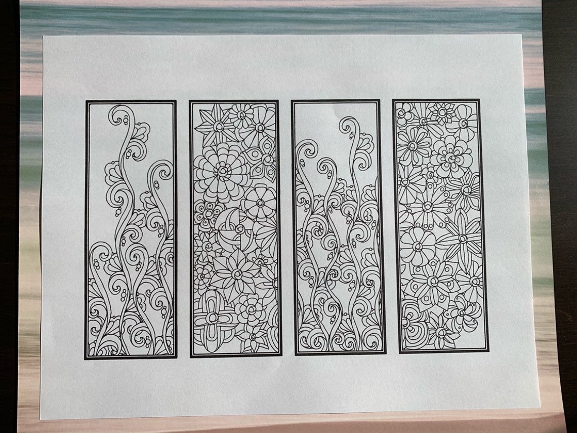 DIY Bookmarks Set of 4 Printable Coloring Page Instant Download Gifts ...