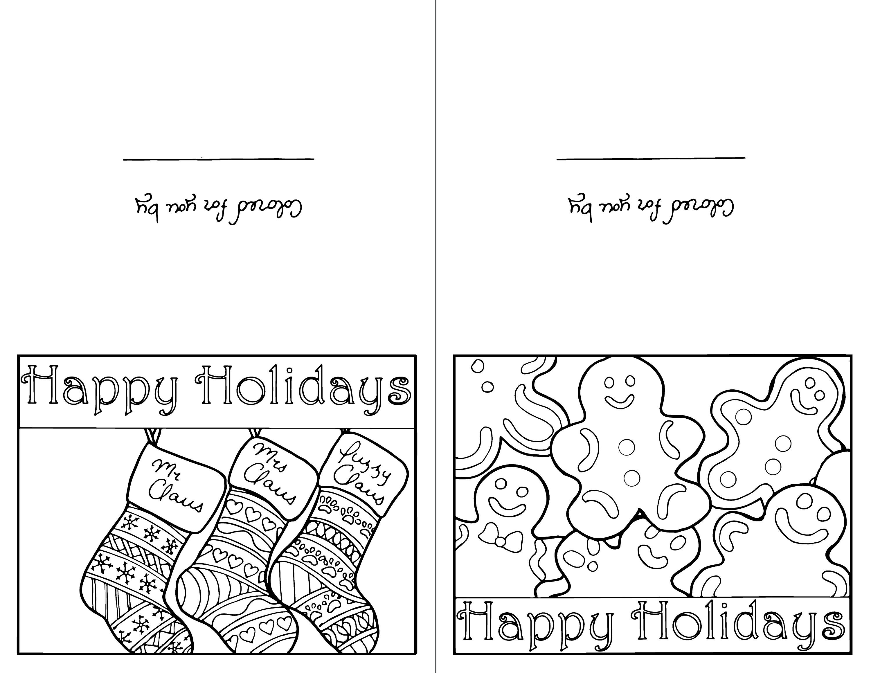 4 Color Your Own Christmas Cards! Set of Four- Instant Download ...