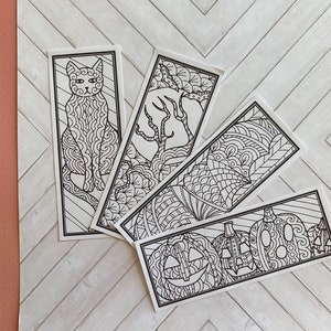 DIY Halloween Bookmarks-set of 4-holiday Crafts-color Your Own-instant ...
