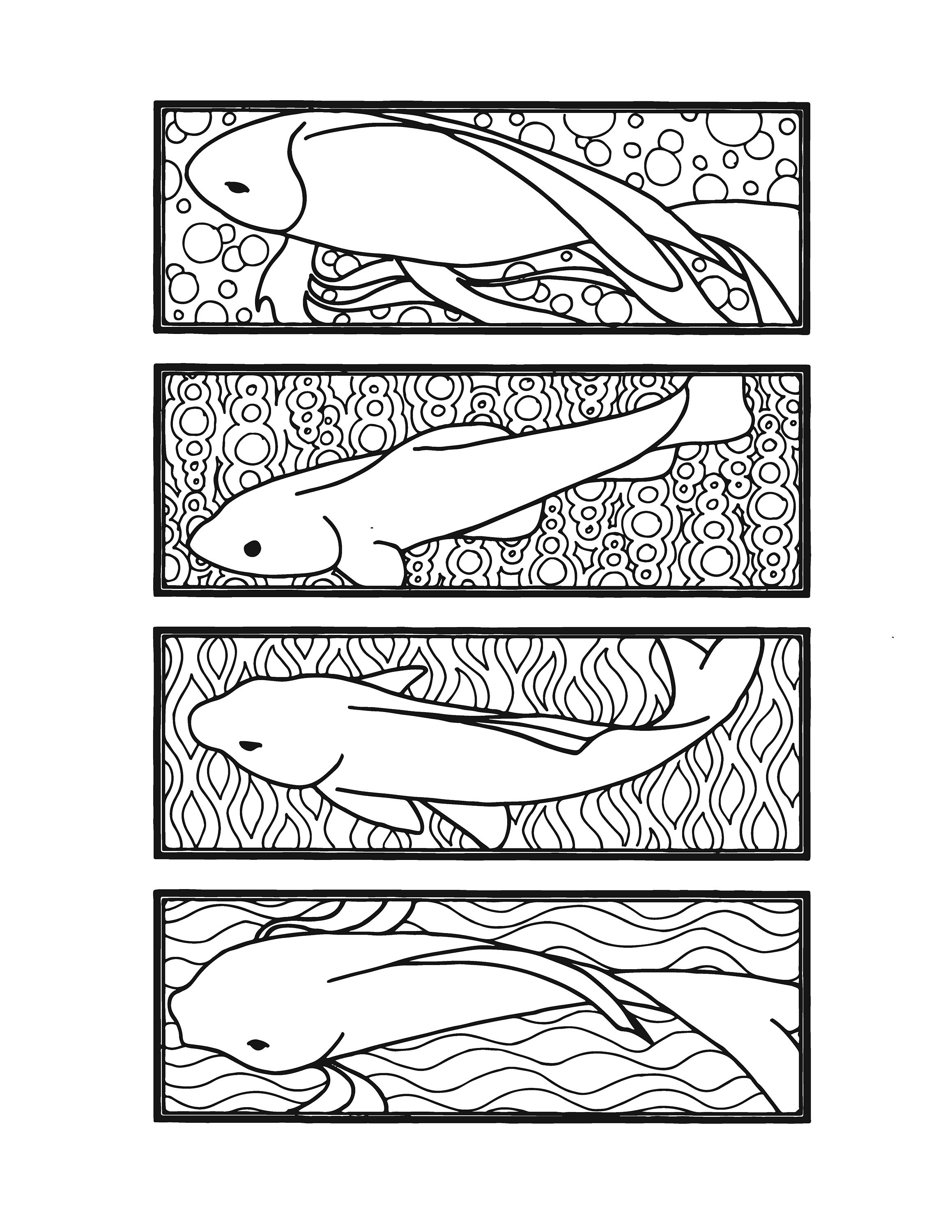 DIY Fish Bookmarks Set of 4 Printable Coloring Page Instant - Etsy España