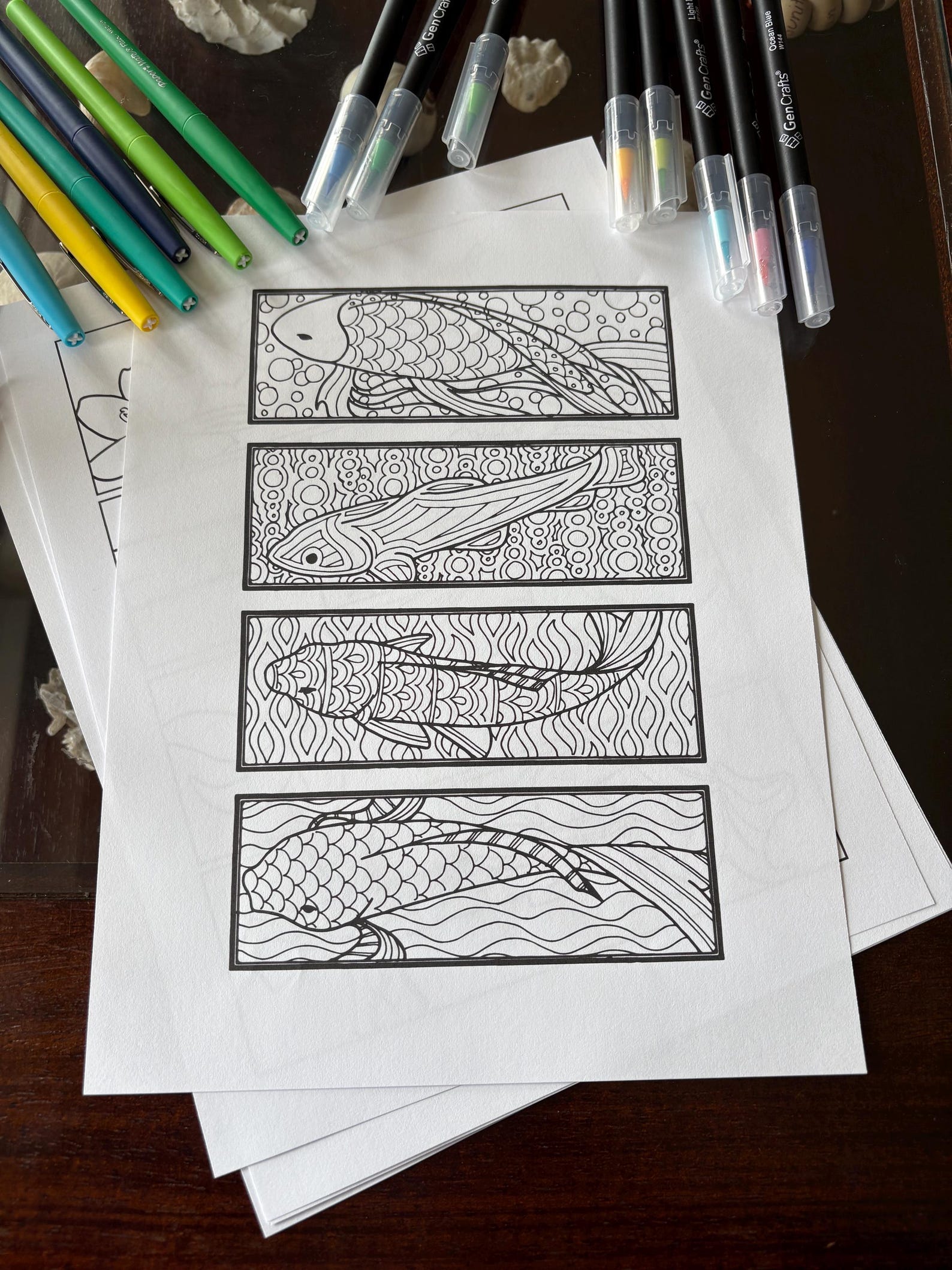 Goldfish Bookmarks- Animal Bookmarks- Fish Design Bookmarks- Coloring ...
