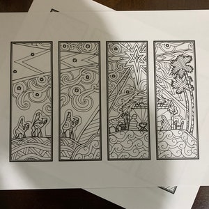 DIY Christmas Nativity Bookmarks Set of 4-holiday Crafts-color Your Own ...