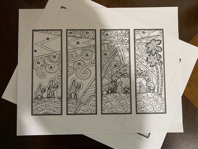 DIY Christmas Nativity Bookmarks Set of 4-holiday Crafts-color Your Own ...