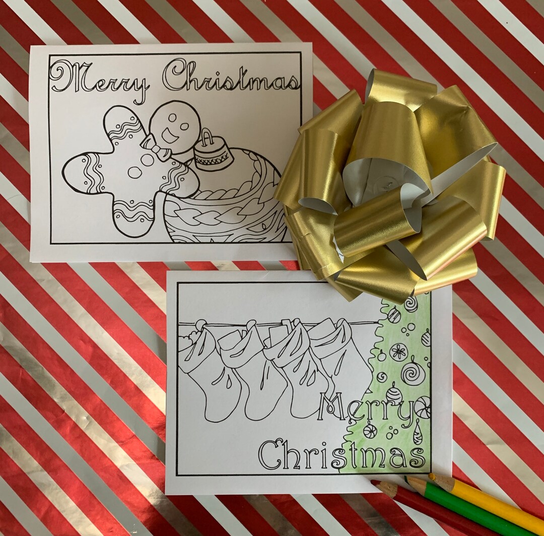 2 Color Your Own Christmas Cards! Instant Download- Holiday Crafts ...