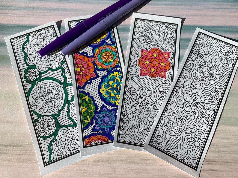 DIY Mandala Bookmarks- Set of 4- Printable Coloring Page- Instant ...