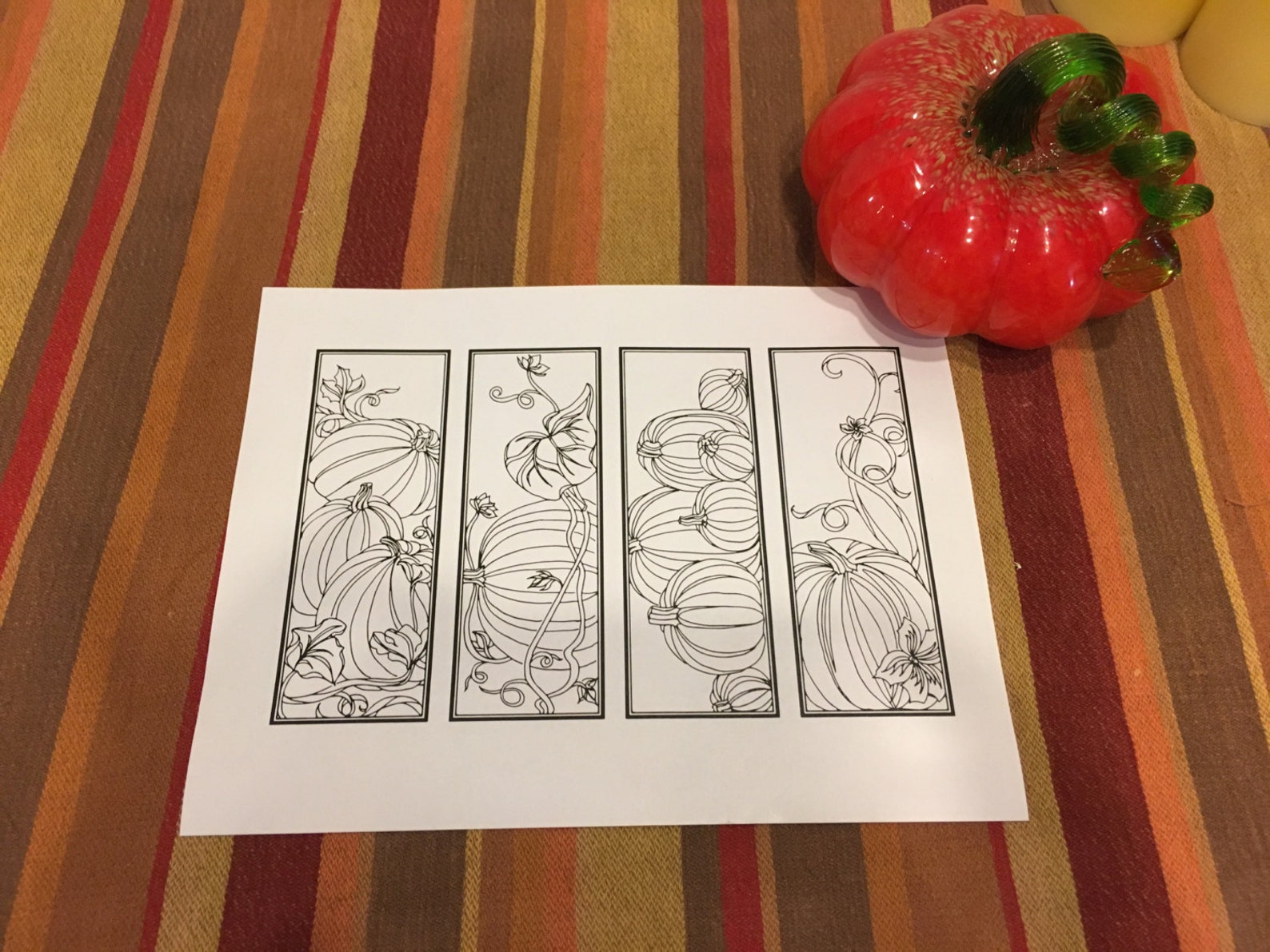 DIY Pumpkin Bookmarks- Set of 4- Holiday Crafts- Color Your Own ...