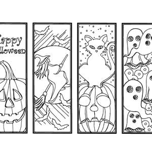 DIY Halloween Bookmarks-set of 4-holiday Crafts-color Your Own-instant ...