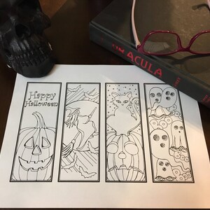 DIY Halloween Bookmarks-set of 4-holiday Crafts-color Your Own-instant ...