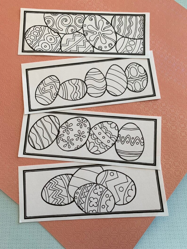 DIY Easter Egg Bookmarks Printable Coloring Page Adult - Etsy