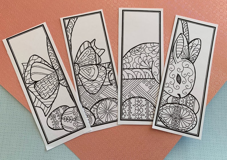 DIY Easter Bunny Bookmarks-printable Coloring Page-adult Coloring Pages ...