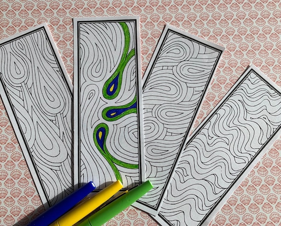 DIY Bookmarks Set of 4 Printable Coloring Page Adult - Etsy