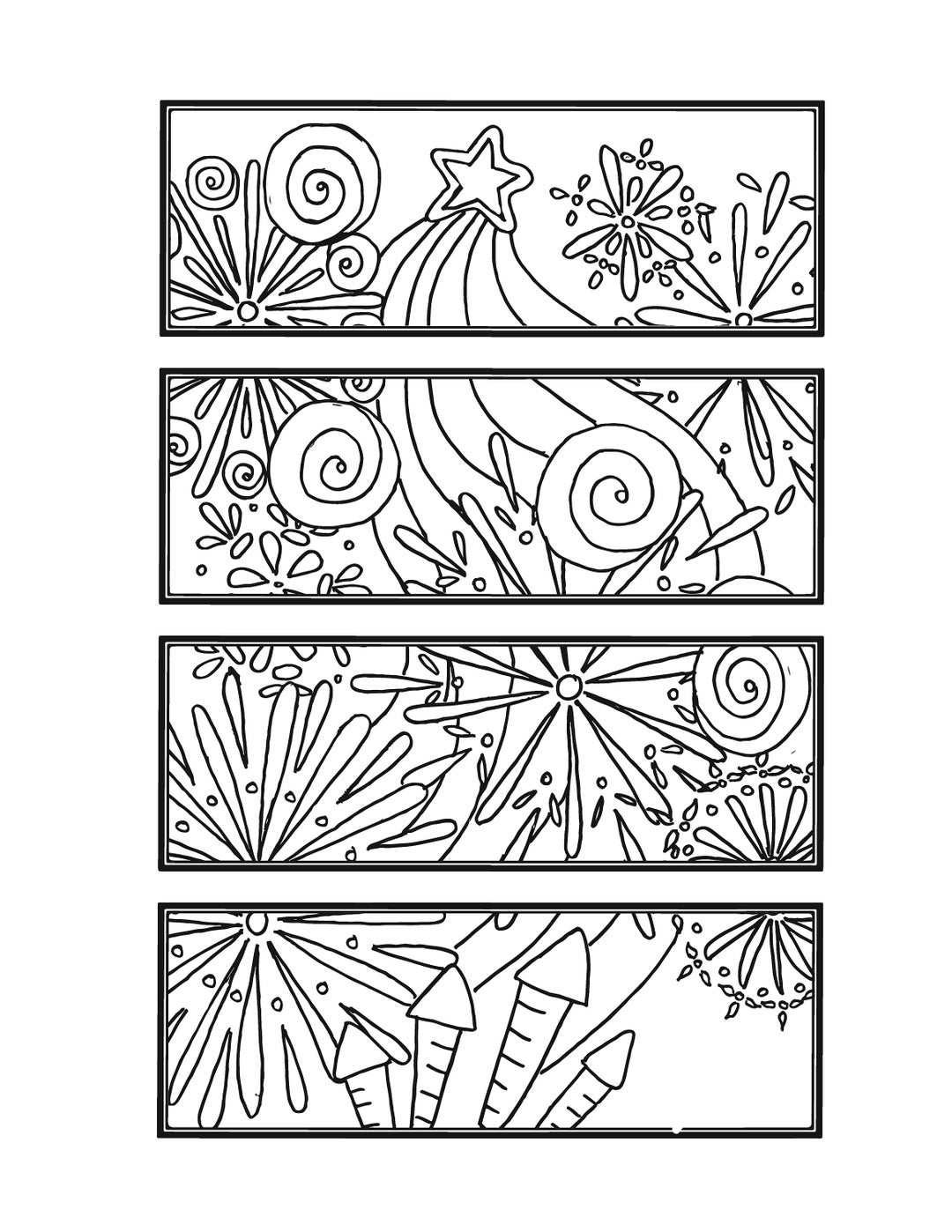 DIY 4th of July Bookmarks-set of 4 Independence Day Printable Coloring ...