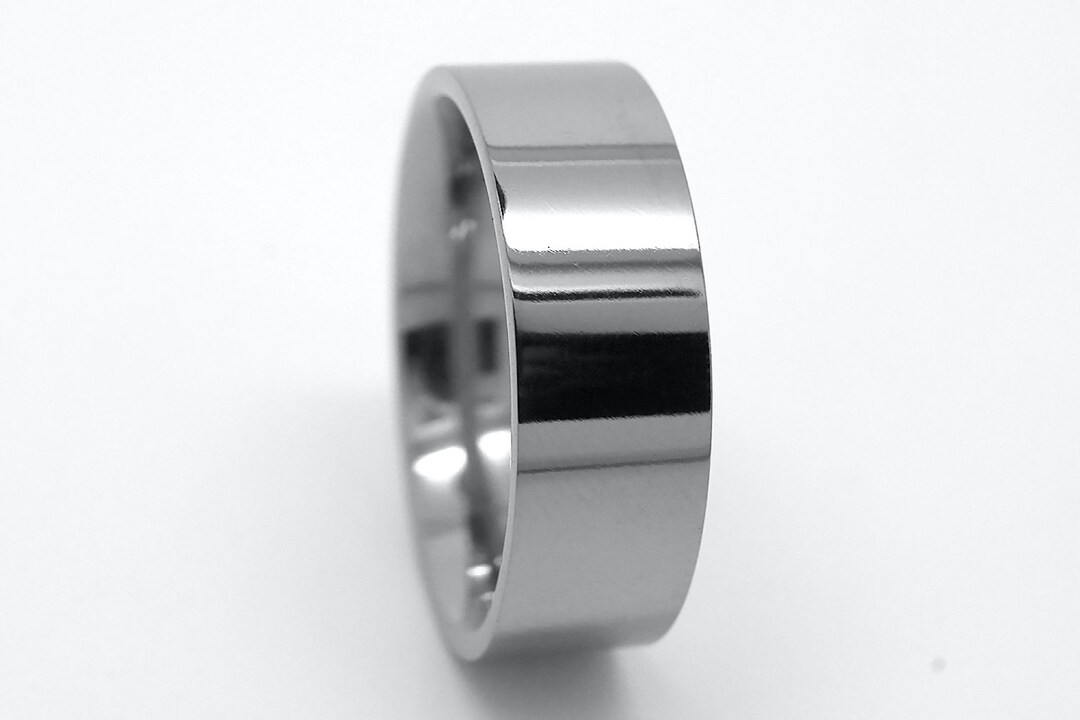Mens Wedding Band Titanium Jewelry for Men • Flat Polished Mens Wedding ...