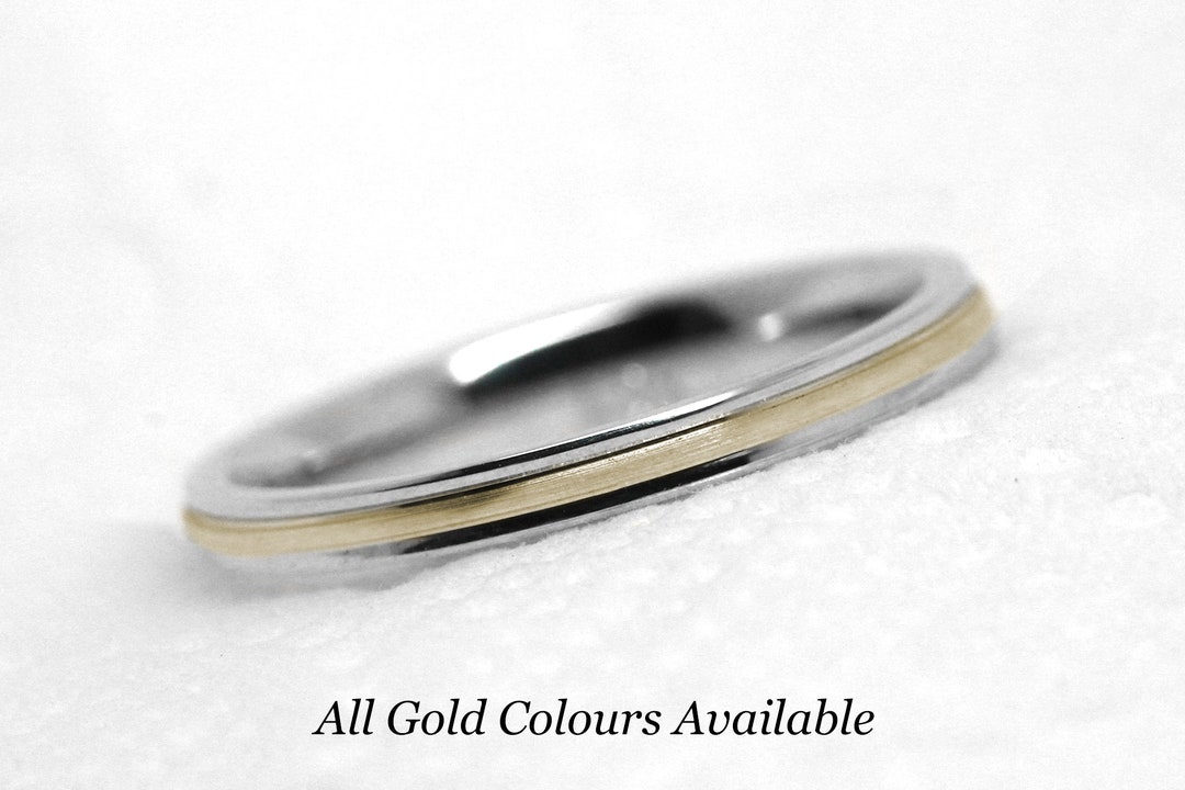 2mm 10K Gold Wedding Bands Women • Two Toned Gold Rings for Women ...