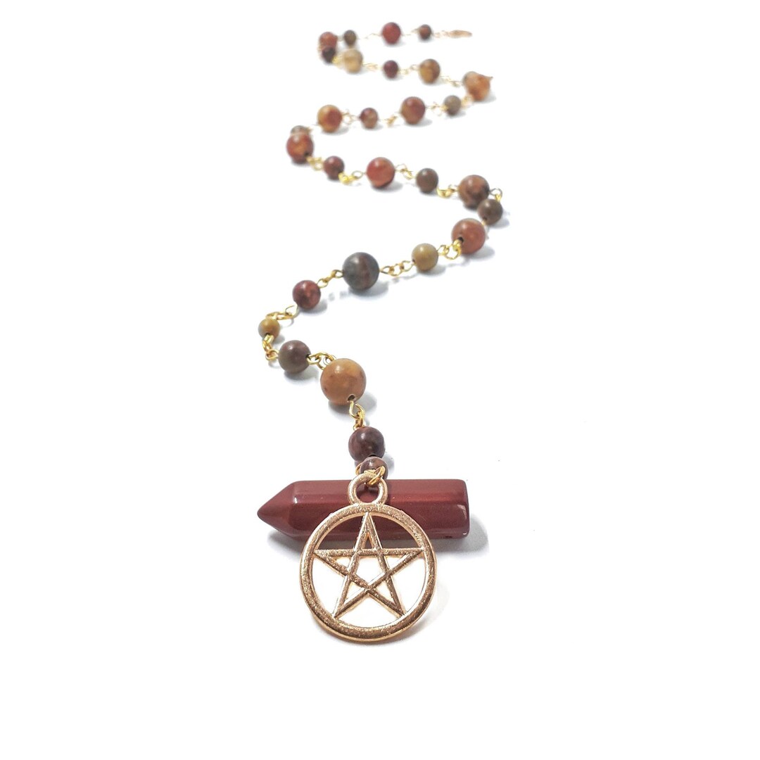 Jasper Pentacle Prayer Beads – Pagan Wiccan Pentagram Rosary - Etsy