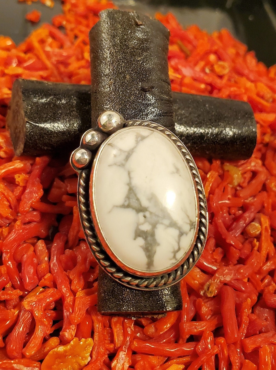 Howlite Sterling Silver - Split Shank Ring - Handmade - Native American ...