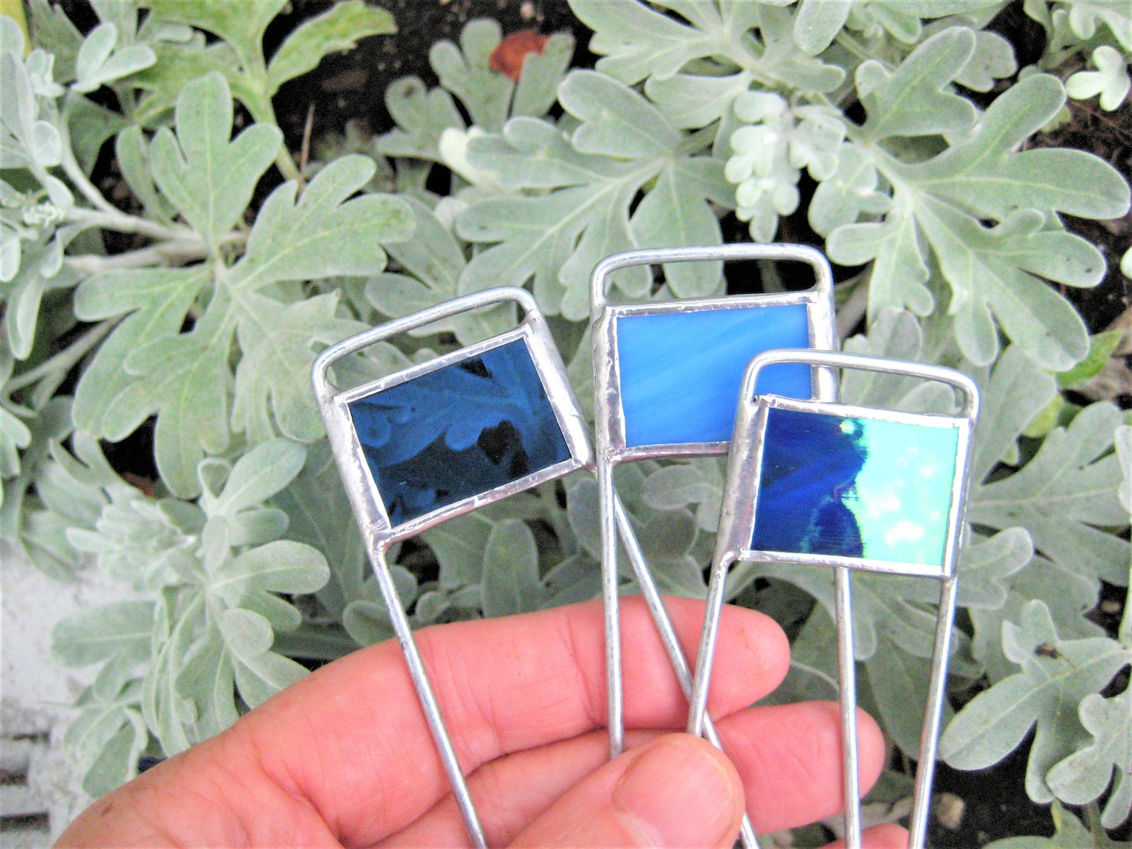 Set of Three Mini PLANT STAKES - Stained Glass - Triple Triple - Etsy