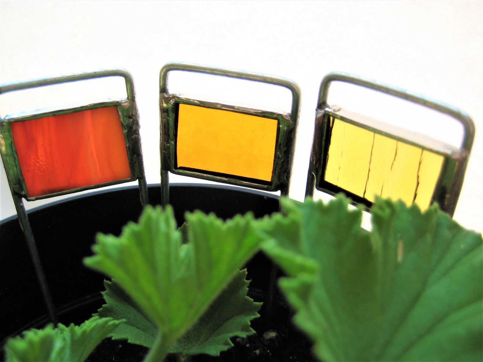Set of Three Mini PLANT STAKES - Stained Glass - Triple Triple - Etsy