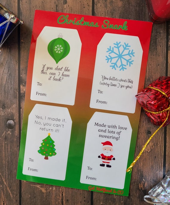 Christmas Snark Vinyl Sticker Gift Tag Sheet Knitting | Etsy