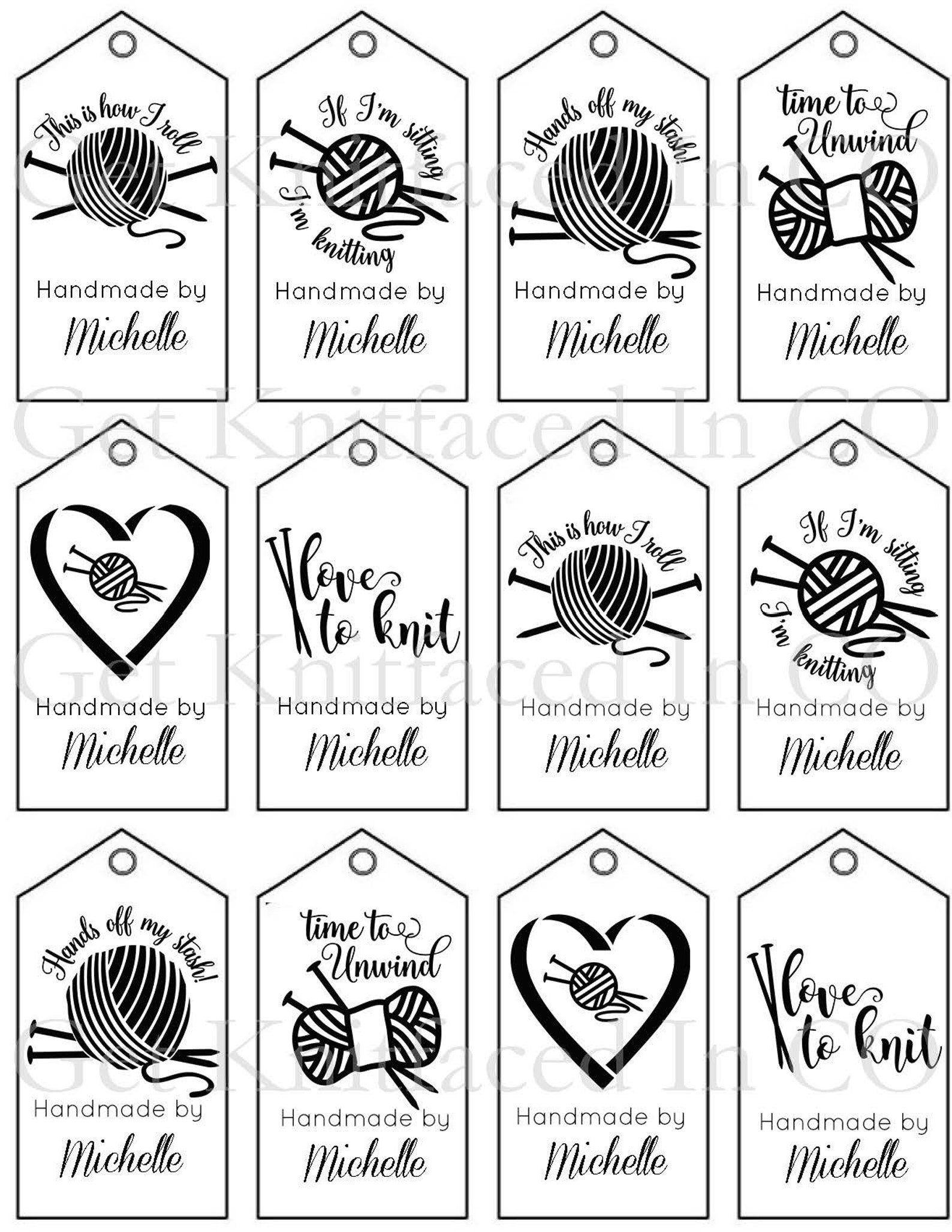 Personalized Two Sided Knitting Quote Gift Tag With Blank Care ...