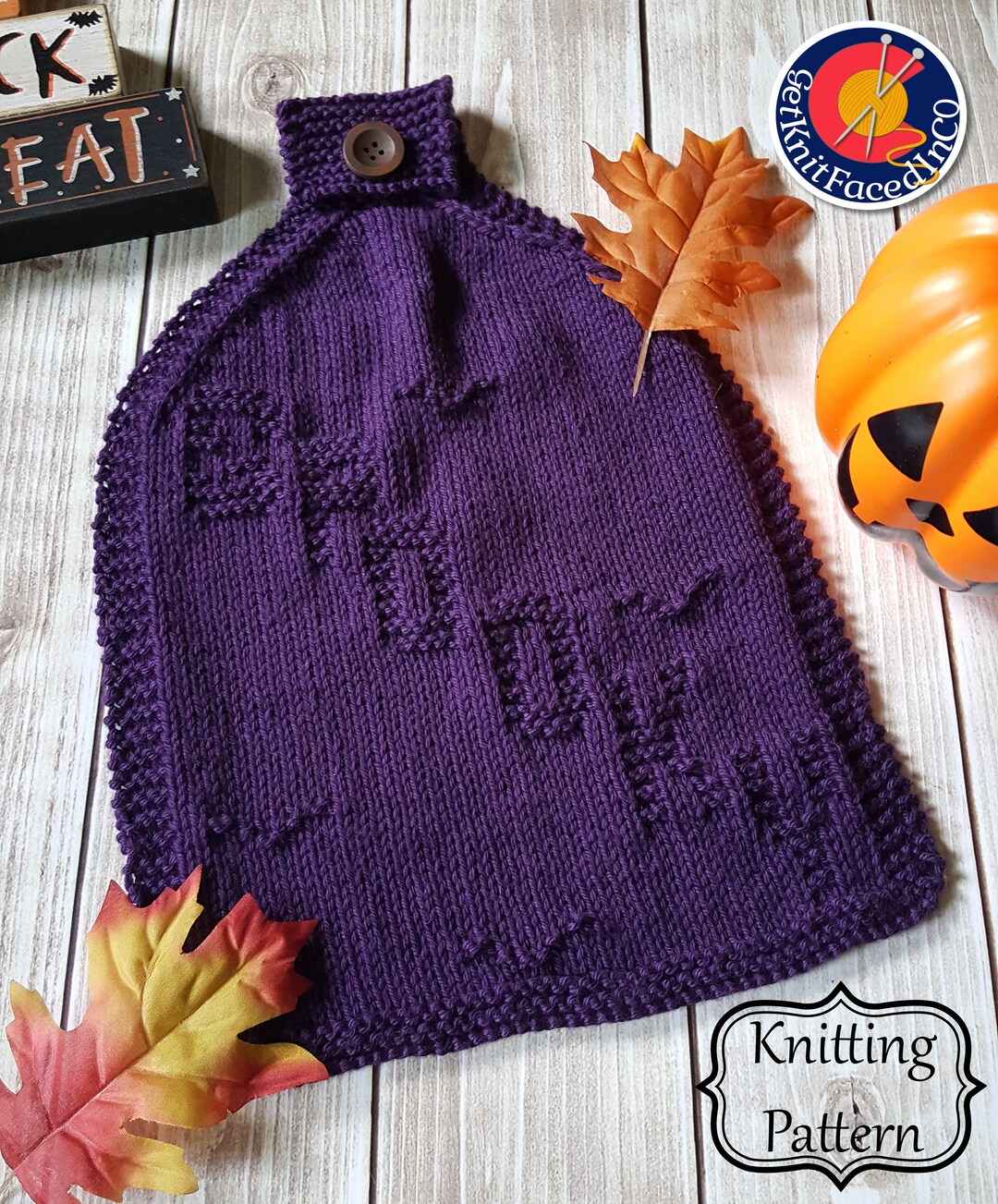 Halloween Spooky Knit PDF Dishtowel Pattern - Easy Beginner Knitting ...