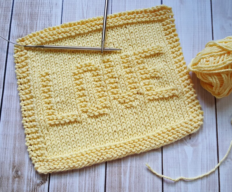 Easy Beginner Knitting Pattern - Love PDF Knit Dish Cloth Pattern ...
