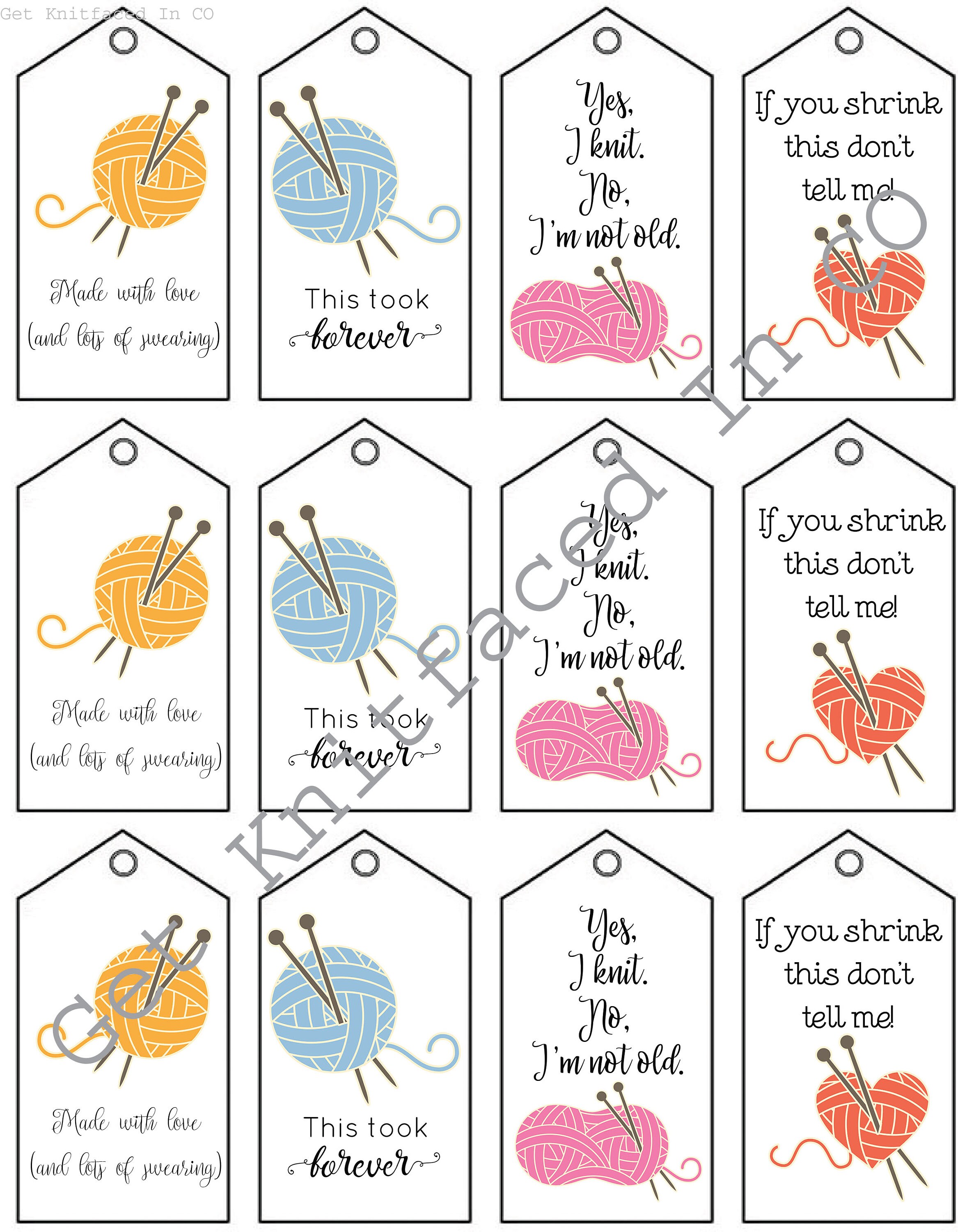 Humorous Double Sided Knitting Quote Gift Tag With Blank Care ...