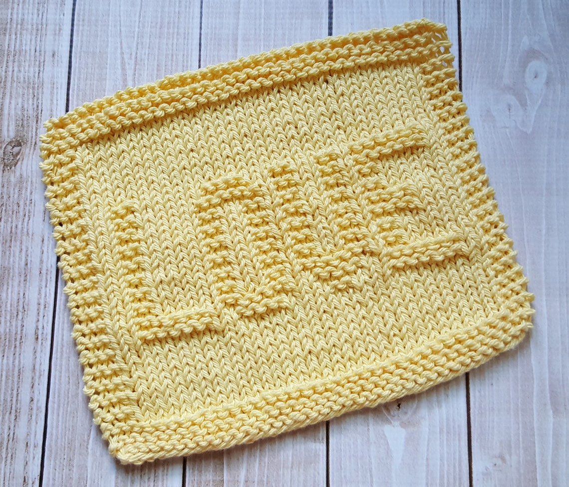Easy Beginner Knitting Pattern - Love PDF Knit Dish Cloth Pattern ...