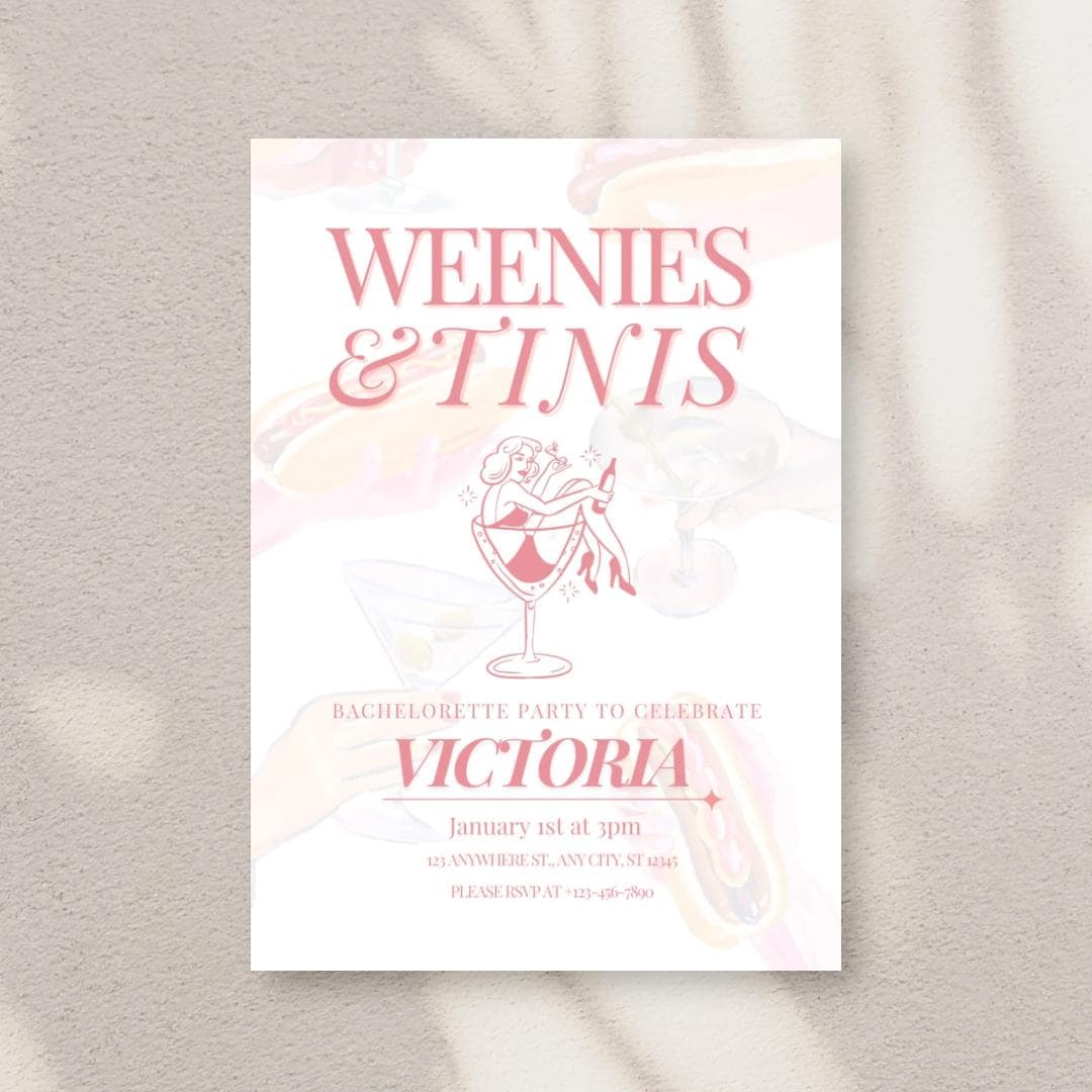 Weenies & Tinis Bachelorette Invite - Etsy