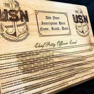 Personalized Navy Chief's Creed Plaque Chief Pinning | Etsy